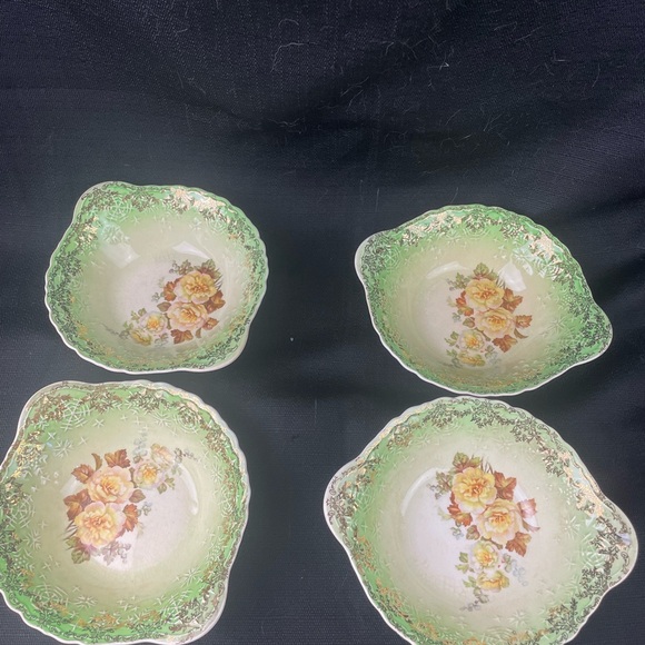 Dining | Set Of 4 Leigh Ware Rose Of Sharon Green Bowls | Poshmark